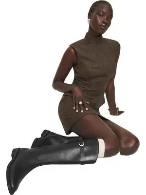 REFORMATION Franklin Knee High Leather Boots - Black