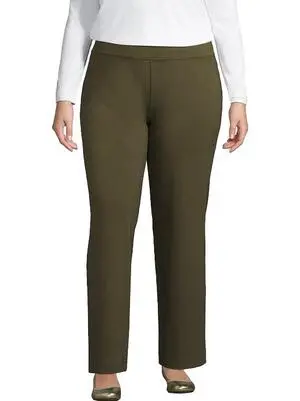 LANDS' END LANDS' END Starfish Mid Rise Straight Leg Knit Pants Forest Moss