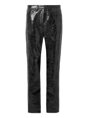 Isabel Marant Crinkled Cotton-blend Vinyl Pants - Black