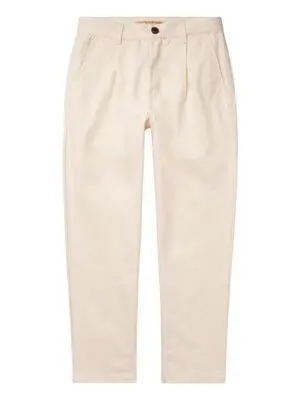 FRIZMWORKS Tapered Cropped Pleated Trousers - Neutrals