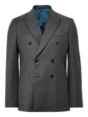 Paul Smith Double-breasted Wool And Cashmere-blend Flannel Suit Jacket - Gray