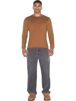 SKIMS Mens Classic Long Sleeve T Shirt | White | Xs | Cotton Russet