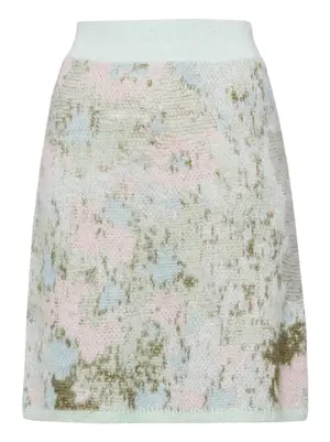 ONEFIFTEEN Floral-intarsia Knitted Skirt - Blue