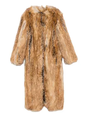 Andamane Faux-fur Calf-length Coat - Brown