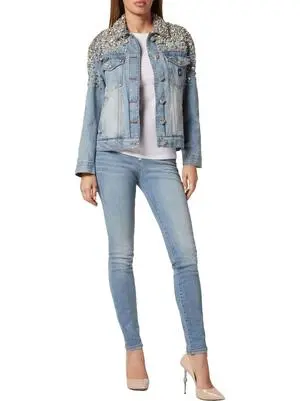 Philipp Plein Crystal-embellished Denim Jacket - Blue