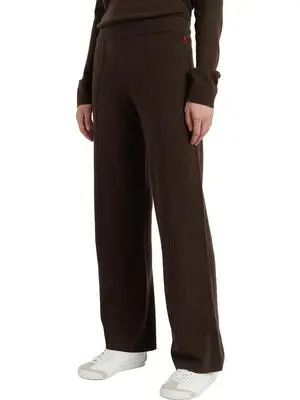 Chinti & Parker Wool Cashmere Wide Leg Track Pants - Chocolate