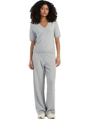 Chinti & Parker Wool Cashmere Wide Leg Track Pants - Light Grey