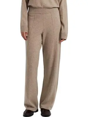 Chinti & Parker Wool Cashmere Wide Leg Track Pants - Warm Oatmeal