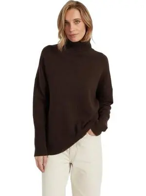 Chinti & Parker Cashmere Roll Neck Sweater - Chocolate