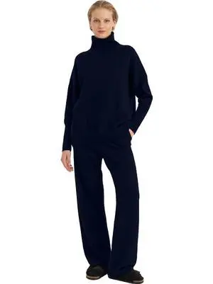 Chinti & Parker Cashmere Roll Neck Sweater Navy