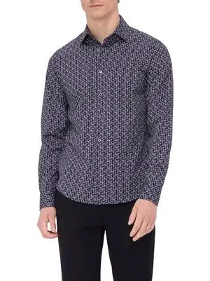 BUGATCHI James Ooohcotton® Champagne Print Button-up Shirt
