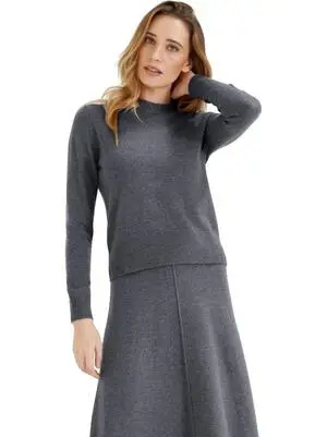 Chinti & Parker Wool & Cashmere Cropped Sporty Sweater - Grey