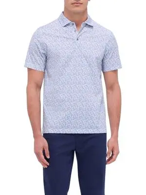 Bugatchi Victor Ooohcotton® Barware Print Polo - Air Blue