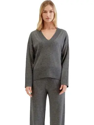 Chinti & Parker V-Neck Wool Cashmere Sweater Grey