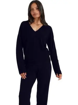 Chinti & Parker V-Neck Wool Cashmere Sweater Navy