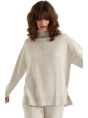 Chinti & Parker Relaxed Roll Neck Wool & Cashmere Sweater - Cream