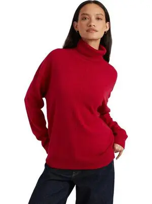 Chinti & Parker Relaxed Roll Neck Wool And Cashmere Sweater - Crimson