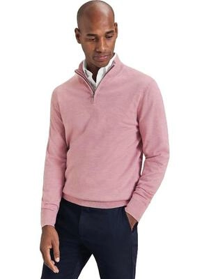 CHARLES TYRWHITT Pure Merino Zip Neck Sweater - Pink