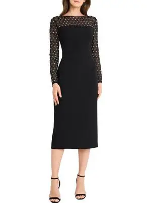 MAGGY LONDON Maggy London Embellished Rhinestone Sheath Midi Dress