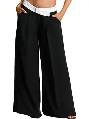 NAKED WARDROBE Naked Wardrobe Foldover Waist Wide Leg Trousers