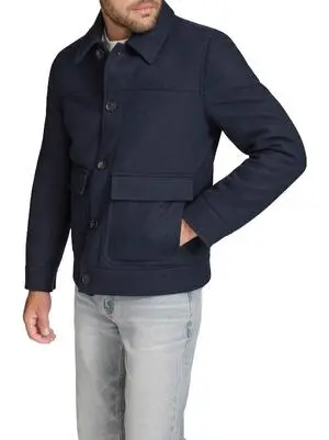 Andrew Marc Insulated Wool-blend Twill Shirt Jacket - Navy