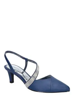 EASY WORKS BY EASY STREET EASY STREET Emerald Slingback Pumps Navy Satin