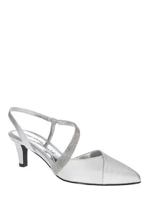 EASY WORKS BY EASY STREET EASY STREET Emerald Slingback Pumps Silver Satin