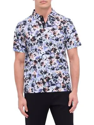 Bugatchi Hendrix Digital Floral Print Pima Cotton Polo Lilac