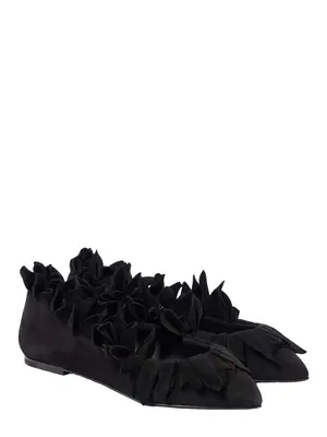 Alaïa Petal Suede Ballerina Flats - Black