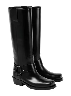 Valentino Garavani Rockstud Leather Boots - Black