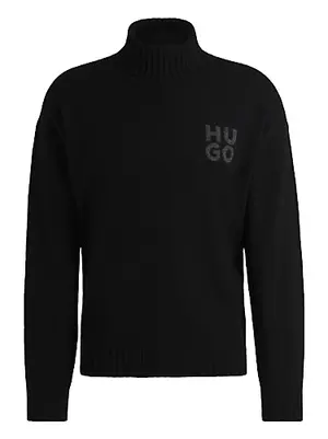 Hugo Relaxed-fit Wool-blend Jumper With Logo - Black