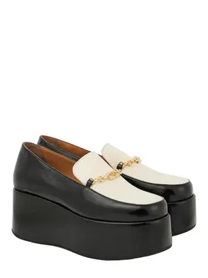 GANNI Faux Leather Platform Loafers - Black