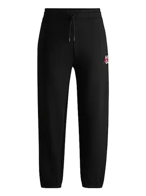 Hugo Logo-print Drawstring-waist Cotton-jersey Jogging Bottoms - Black