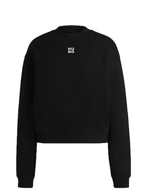 Hugo Brand-embroidered Relaxed-fit Cotton-jersey Sweatshirt - Black
