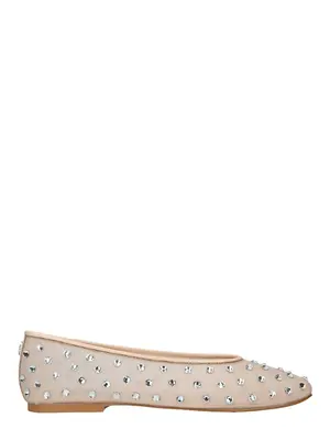 Steve Madden Rhinestone-embellished Mesh Ballet Flats - Beige