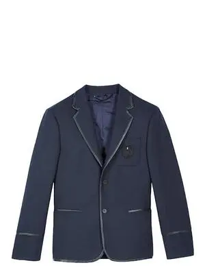 The Kooples Contrast-trim Regular-fit Single-breasted Wool-blend Blazer - Dark Navy
