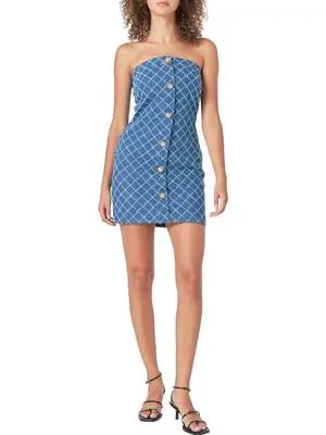 Endless Rose Distressed Button Front Minidress - Denim