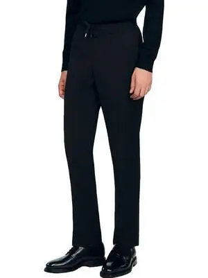 Sandro Elasticated Straight-leg Trousers - Black
