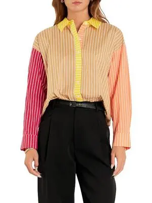English Factory Colorblocked Striped Shirt - Yellow Multi