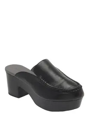 CHOCOLAT BLU Gemm Platform Loafer Mule - Black Leather