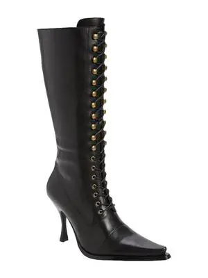 Jeffrey Campbell Lani Lace-up Leather Boots - Black