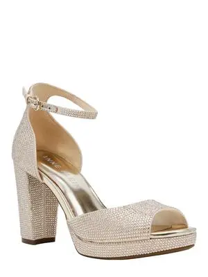 Anne Klein Vista Platform Sandals - Light Gold Crysal