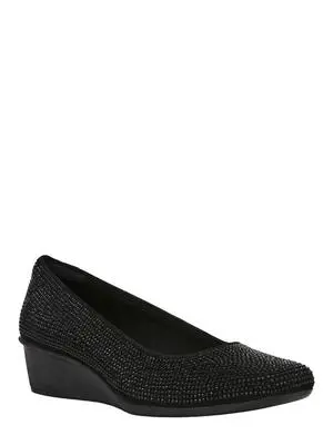 Anne Klein Crystal Embellished Wedge Pumps - Black Crystal