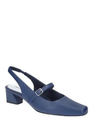 EASY WORKS BY EASY STREET Cameo Slingback Pumps - Navy Satin
