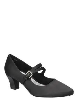 EASY WORKS BY EASY STREET Meryl Mary Jane Pump - Black Satin