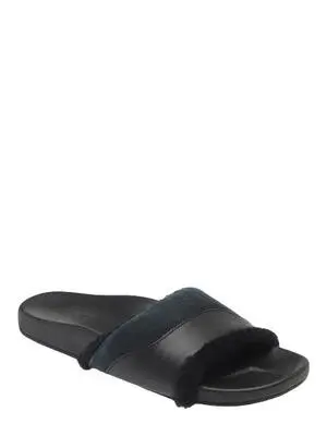 Olukai OluKai Hō‘ala Shearling Slide Sandal Black/ Black