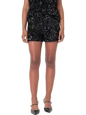 Endless Rose Sequin Shorts - Black