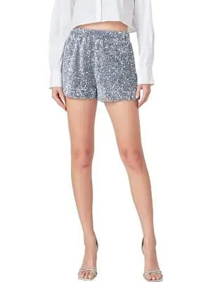 Endless Rose Sequin Shorts - Silver Grey