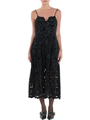 Endless Rose Velvet Lace Midi Dress - Black