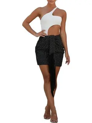 House Of Cb Martha Tweed Miniskirt - Black